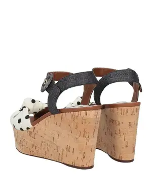 Dolce & Gabbana Woven Straw Wedge Sandals With Polka Dot Detail