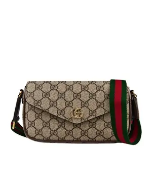 Gucci Logo Cotton Ophidia Mini Bag - Brown