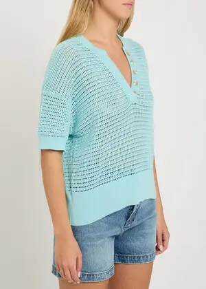 Varley Cotton Hollow-out Short Sleeve Top