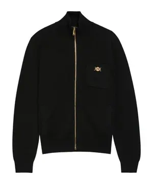 Versace Zip-up Knitted Sweater - Black