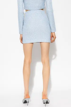 SELF-PORTRAIT Lurex Knitted Plaid Mini Skirt