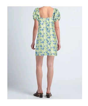 GANNI Floral Print Jacquard Short Sleeve Dress