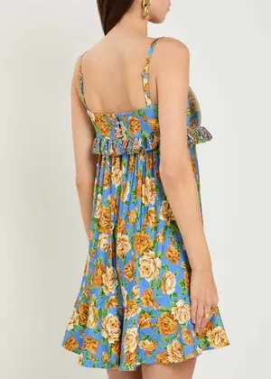 Rabanne Floral-print Chainmail And Jersey Mini Dress