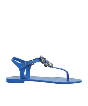 Dolce & Gabbana Embellished Flip Flops With Ankle Strap - Blue