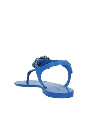 Dolce & Gabbana Embellished Flip Flops With Ankle Strap - Blue