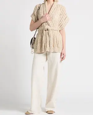 Brunello Cucinelli Crochet Cardigan With Belt And Sequins