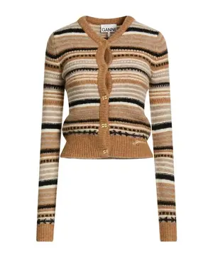 GANNI Striped Knit Cardigan