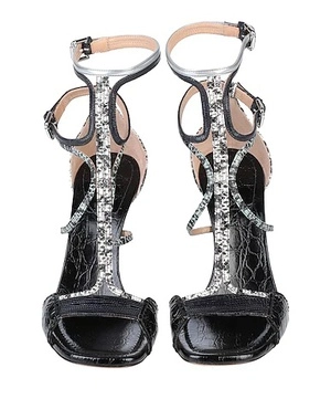 Chloé Patterned Heeled Sandals With Ankle Strap Buckle And Square Toe