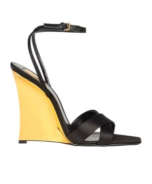 Saint Laurent Two-tone Buckled Square Toe Sandals