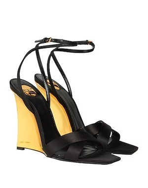Saint Laurent Two-tone Buckled Square Toe Sandals