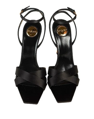 Saint Laurent Two-tone Buckled Square Toe Sandals