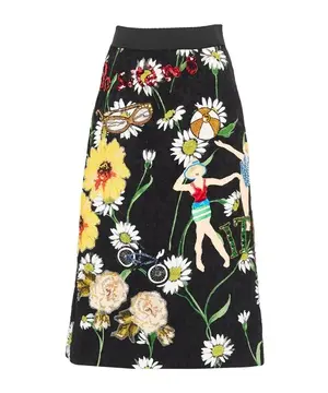 Dolce & Gabbana Embellished Floral Midi Skirt