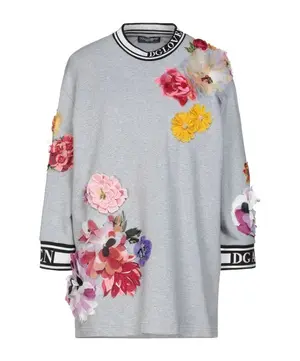 Dolce & Gabbana Solid Color Crew Neck Long-sleeve Sweatshirt - Gray