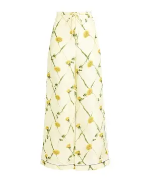 Burberry Floral-print Wide-leg Trousers