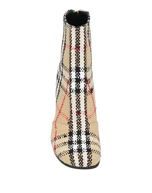 Burberry Plaid Ankle Boots With Block Heel