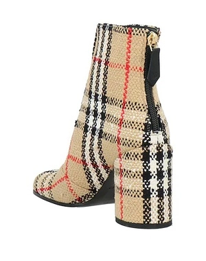 Burberry Plaid Ankle Boots With Block Heel