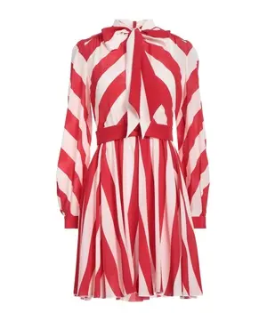 Dolce & Gabbana Striped Bow-tie Neck Shirt Dress
