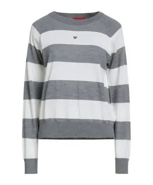 MAXCO. Max&co. Striped Long Sleeve Crew Neck Sweater - Gray