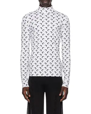 MARINE SERRE High-neck Allover Moon Printed Top