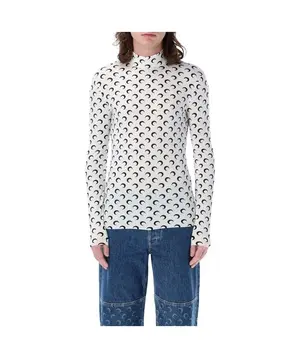 MARINE SERRE High-neck Allover Moon Printed Top