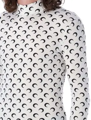 MARINE SERRE High-neck Allover Moon Printed Top