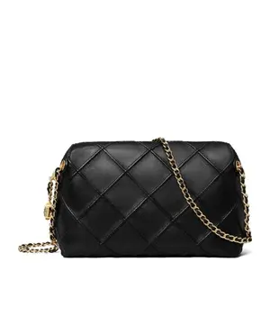 Tory Burch Diamond Quilted Leather Shoulder Bag - Black