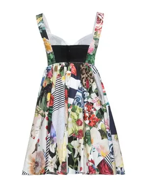 Dolce & Gabbana Sleeveless Floral Print Sweetheart Neckline Dress