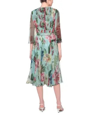 Dolce & Gabbana Floral V-neck Three-quarter Sleeve Dress