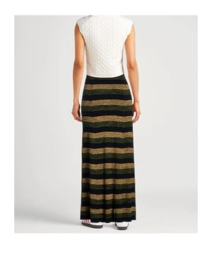 GANNI Striped Midi Skirt
