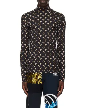 MARINE SERRE High-neck Allover Moon Printed Top