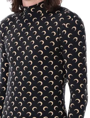 MARINE SERRE High-neck Allover Moon Printed Top