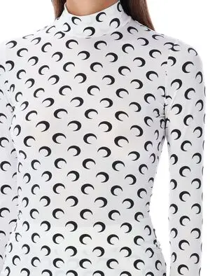 MARINE SERRE Allover Moon Printed High Neck Top