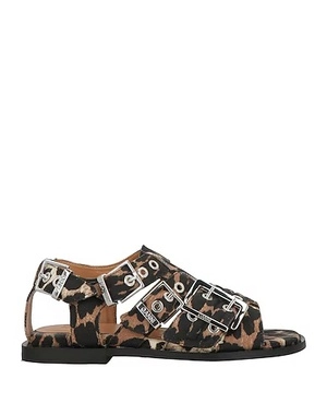 GANNI Leopard Print Gladiator Sandals - Black
