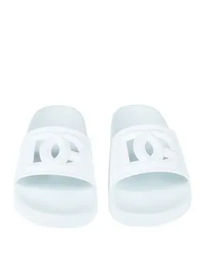 Dolce & Gabbana Pool Slides With Embossed Logo - White