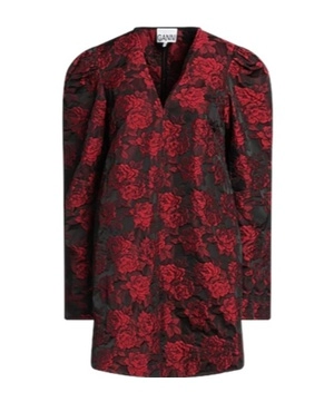 GANNI Jacquard Printed Dress - Red