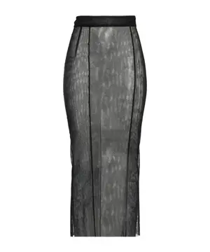 Dolce & Gabbana Solid Color Mesh Tulle Midi Skirt - Black