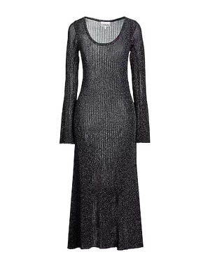 GANNI Long Sleeve Metallic Knit Dress