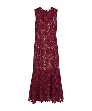 SELF-PORTRAIT Lace Midi Dress - Red