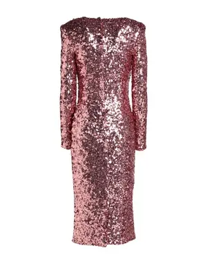 Dolce & Gabbana Sequined V-neck Long Sleeve Dress