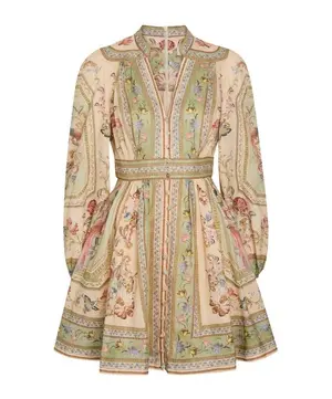 Zimmermann Roselight Printed Linen Mini Dress - Nude
