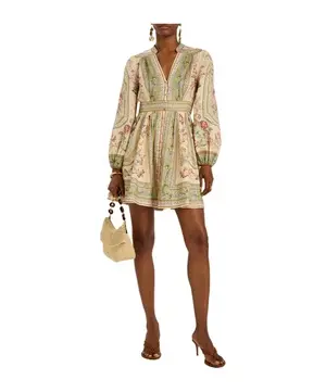 Zimmermann Roselight Printed Linen Mini Dress