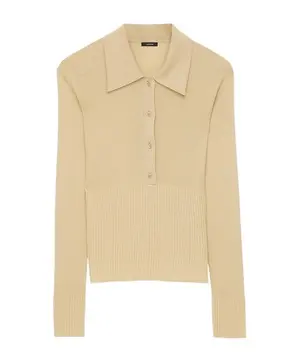 JOSEPH Ribbed Long Sleeved Polo Top