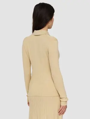 JOSEPH Ribbed Long Sleeved Polo Top
