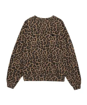 ANINE BING Long Sleeve Crew Neck Animal Print Sweater