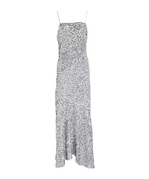 GANNI Sequined V-neck Maxi Dress - Gray