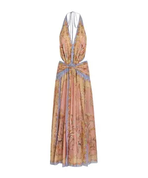 Zimmermann Printed Metallic Dress - Nude