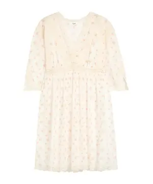 Chloé V-neck Lace Trimmed Floral Dress - White