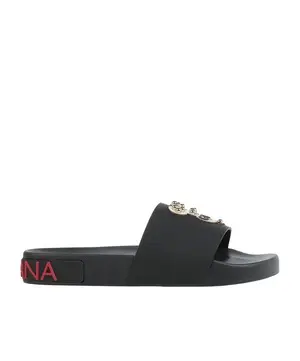 Dolce & Gabbana Minimalist Round Toe Slippers - Black