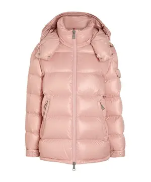 Moncler Padded Hooded Laqué Nylon Jacket - Pink