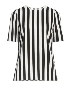 Dolce & Gabbana Striped Crepe Short Sleeve Top